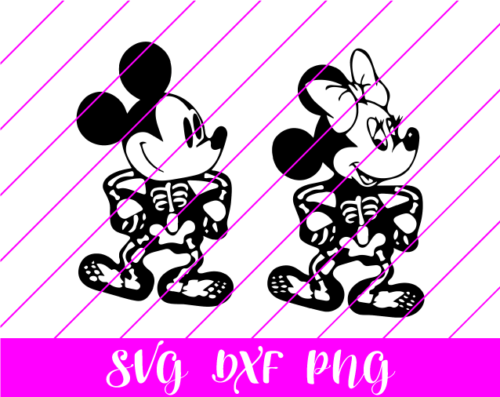 Mickey Skeleton Minnie Skeleton Halloween SVG - Free Mickey Skeleton ...