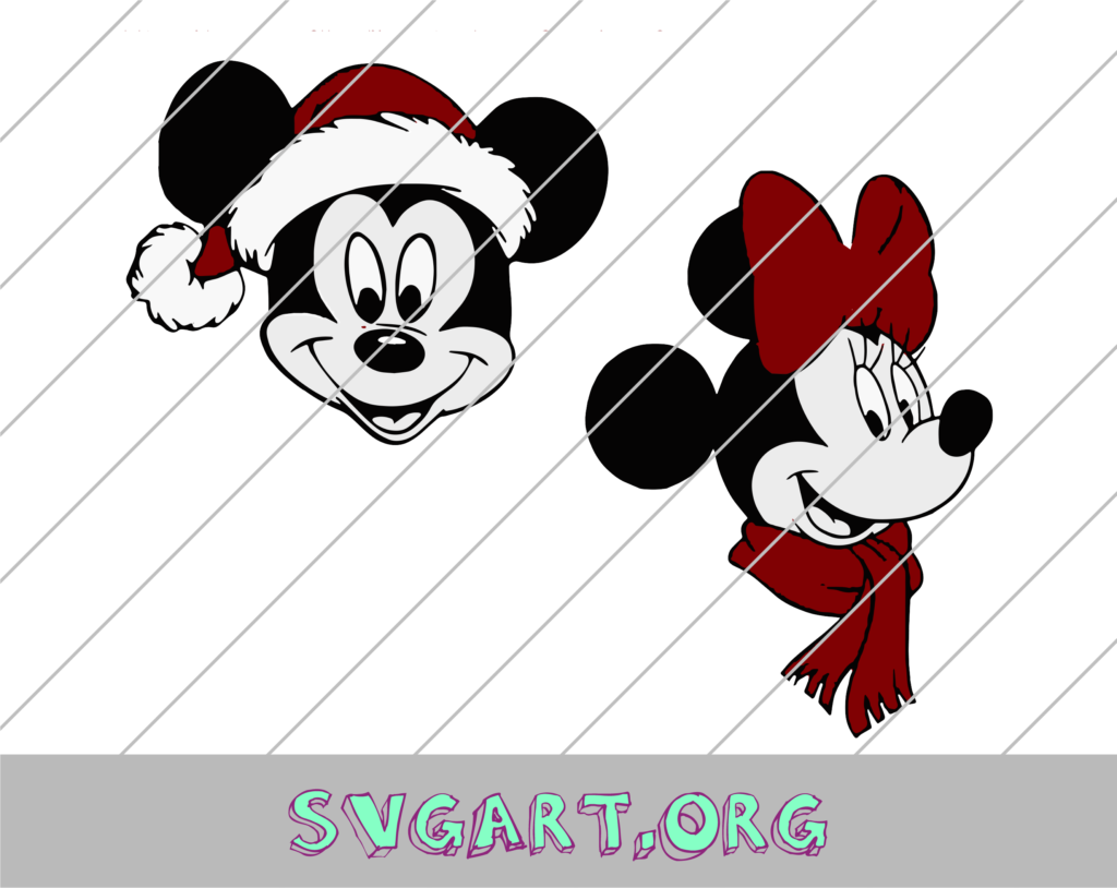 Mickey Minnie Christmas Winter Hat Scarf SVG - Free Mickey Minnie ...