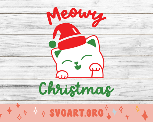 Meowy Christmas Cat SVG - Free Meowy Christmas Cat SVG Download - svg art
